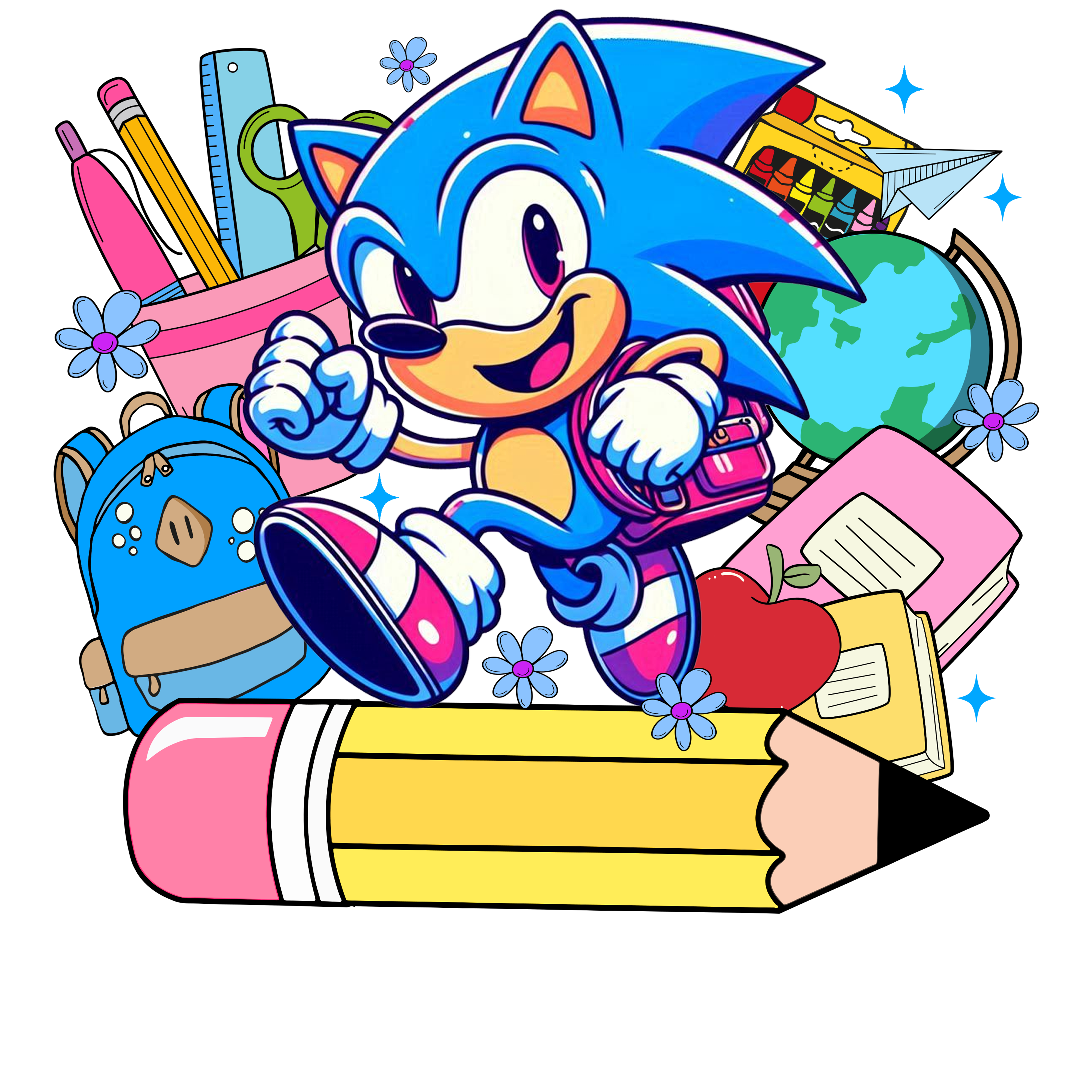 Cartoon Character Back To School - Sonic – iNKMe Stitch & Printz I ...